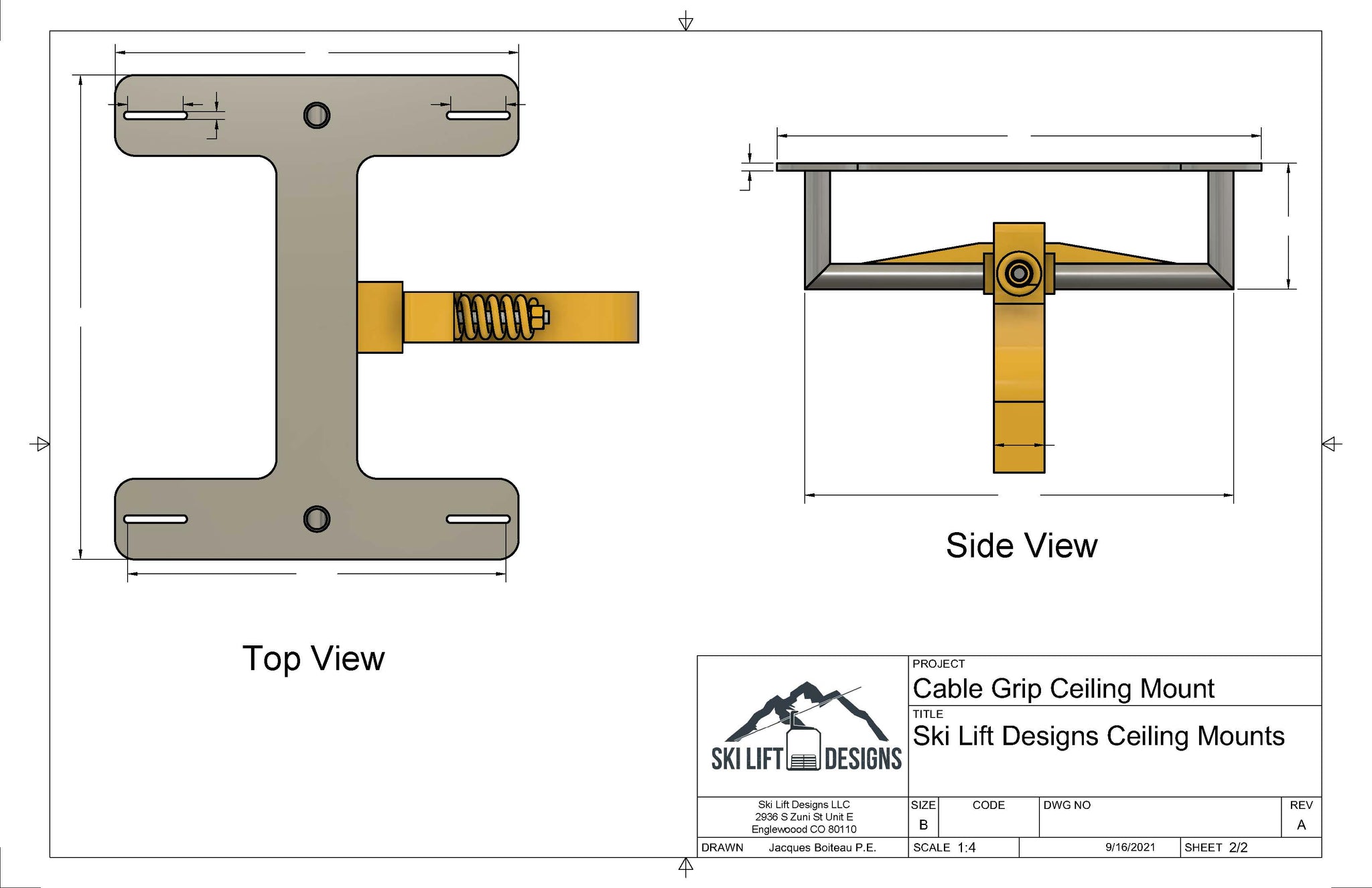 Cable-Grip Ceiling Mount – Ski Lift Designs